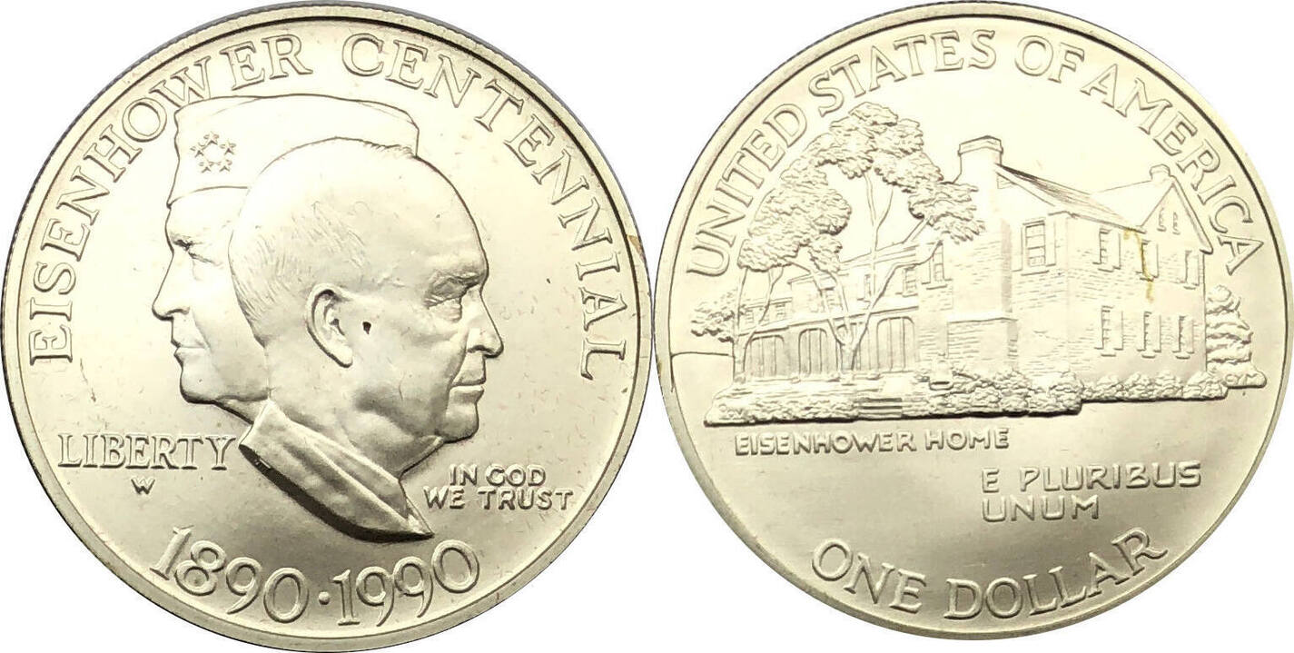 USA 1 Dollar 1990 Eisenhower f.st ohne Kapsel | MA-Shops