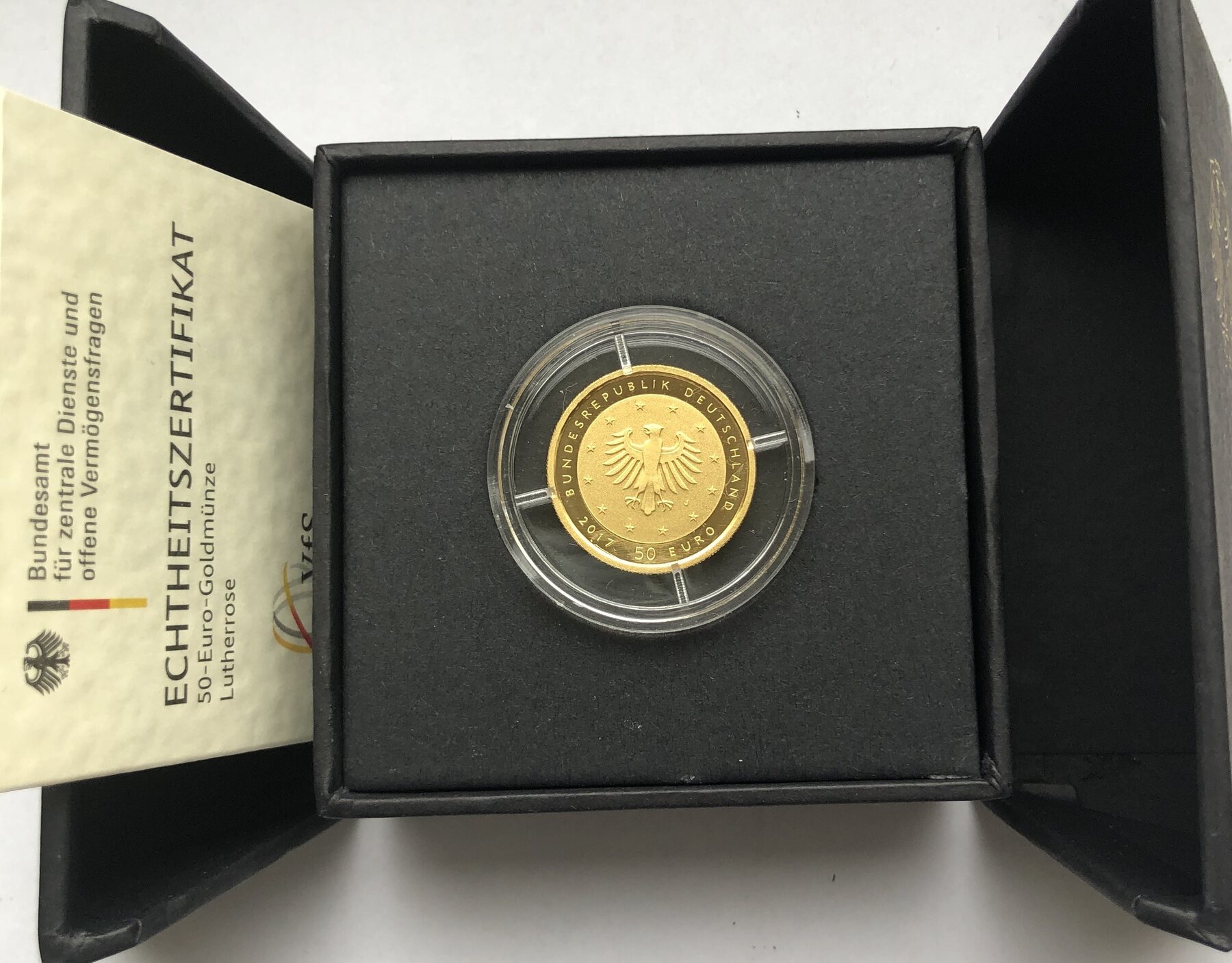 Bundesrepublik Deutschland 50 Euro 1/4 Unze 2017 J Lutherrose Komplett ...