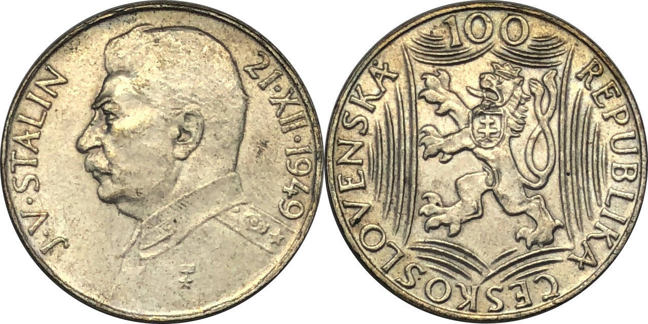Tschechoslowakei 100 Kronen 1949 J.V. Stalin ss-vz,kl.Rdf. | MA-Shops