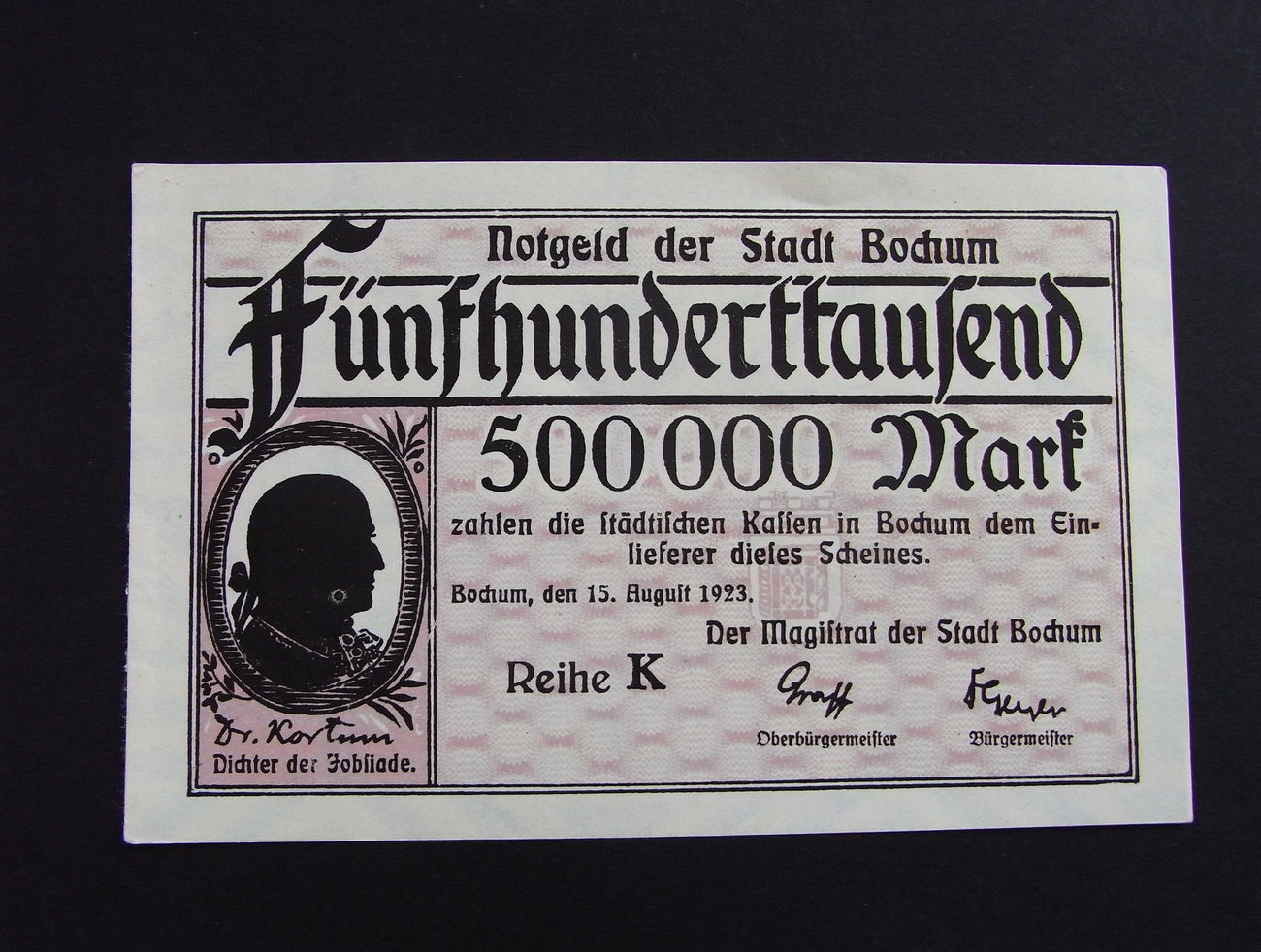 Stadt Bochum 500000 Mark 15.08.1923 I-, fkfr. | MA-Shops