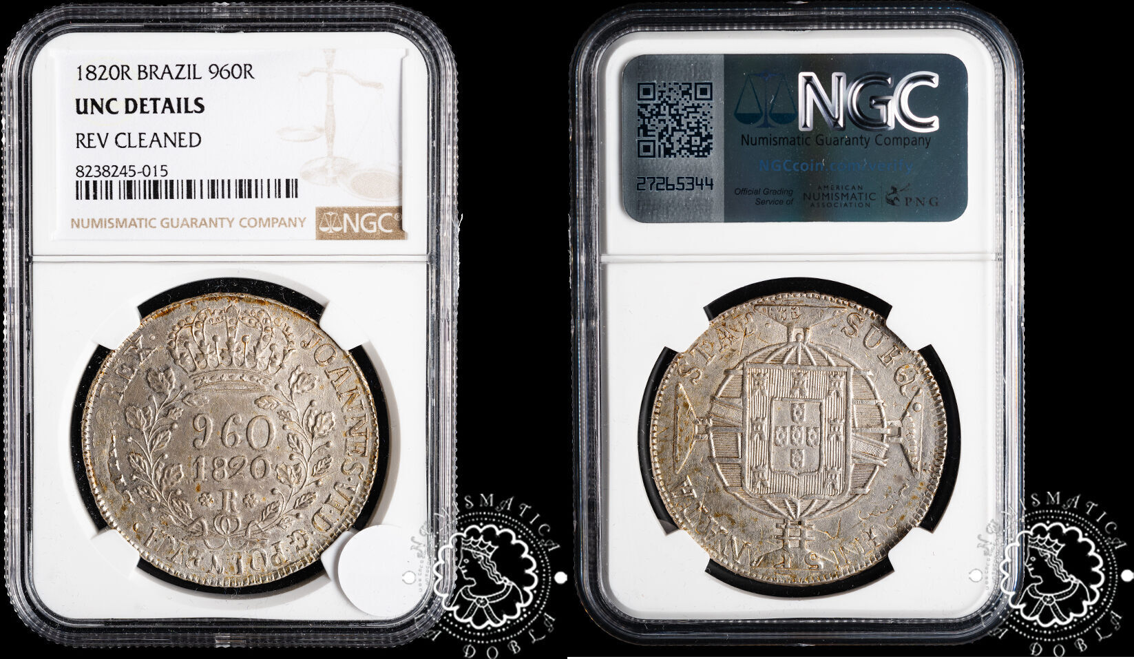 Brazil 1820 960 REIS - Joao VI - RIO de JANEIRO - NGC UNC DETAILS | MA ...