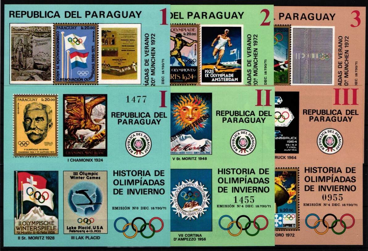 Paraguay Block 182-187 postfrisch Olympische Spiele MiNr. Block 182-187 ...