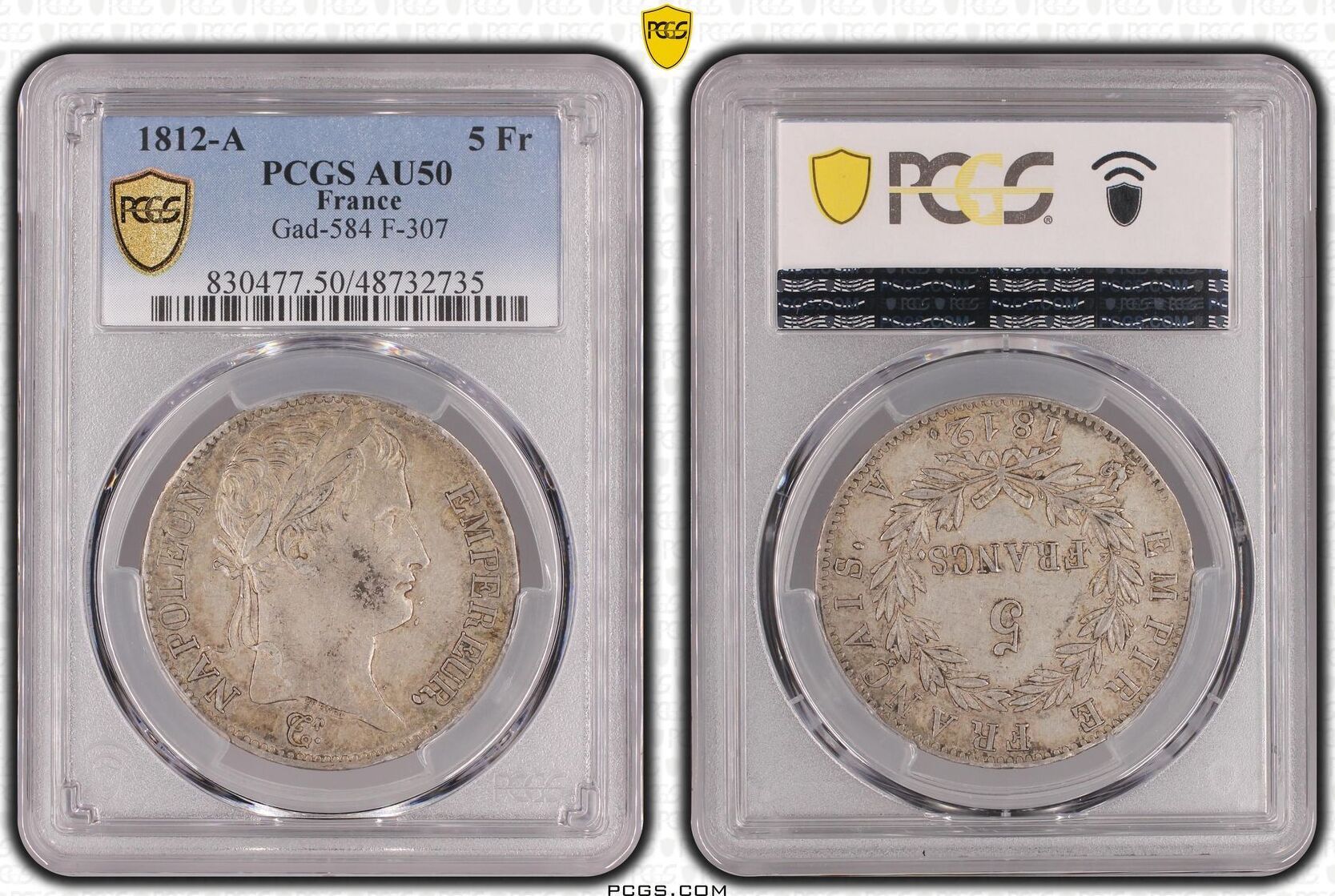 5 Francs 1812 Napoléon Paris PCGS AU50 belle patine | MA-Shops