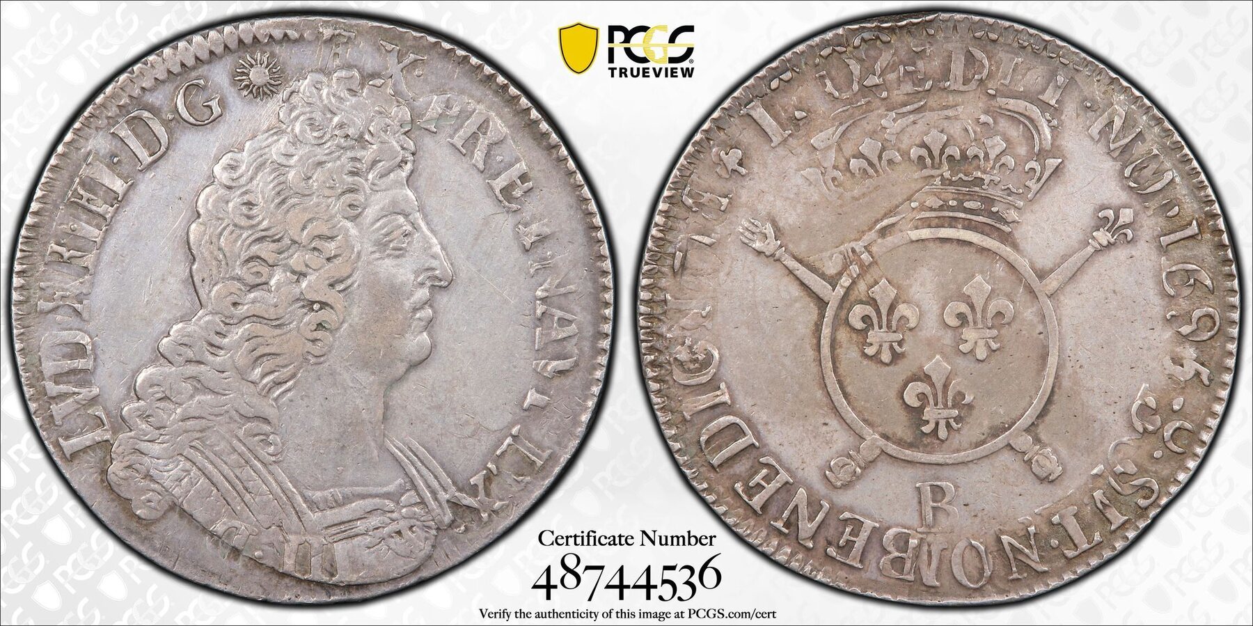 France 1702 Louis XIV Ecu aux insignes Rouen Très bel exemplaire PCGS ...