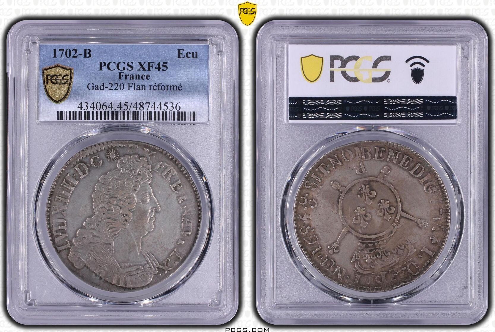 France 1702 Louis XIV Ecu aux insignes Rouen Très bel exemplaire PCGS ...