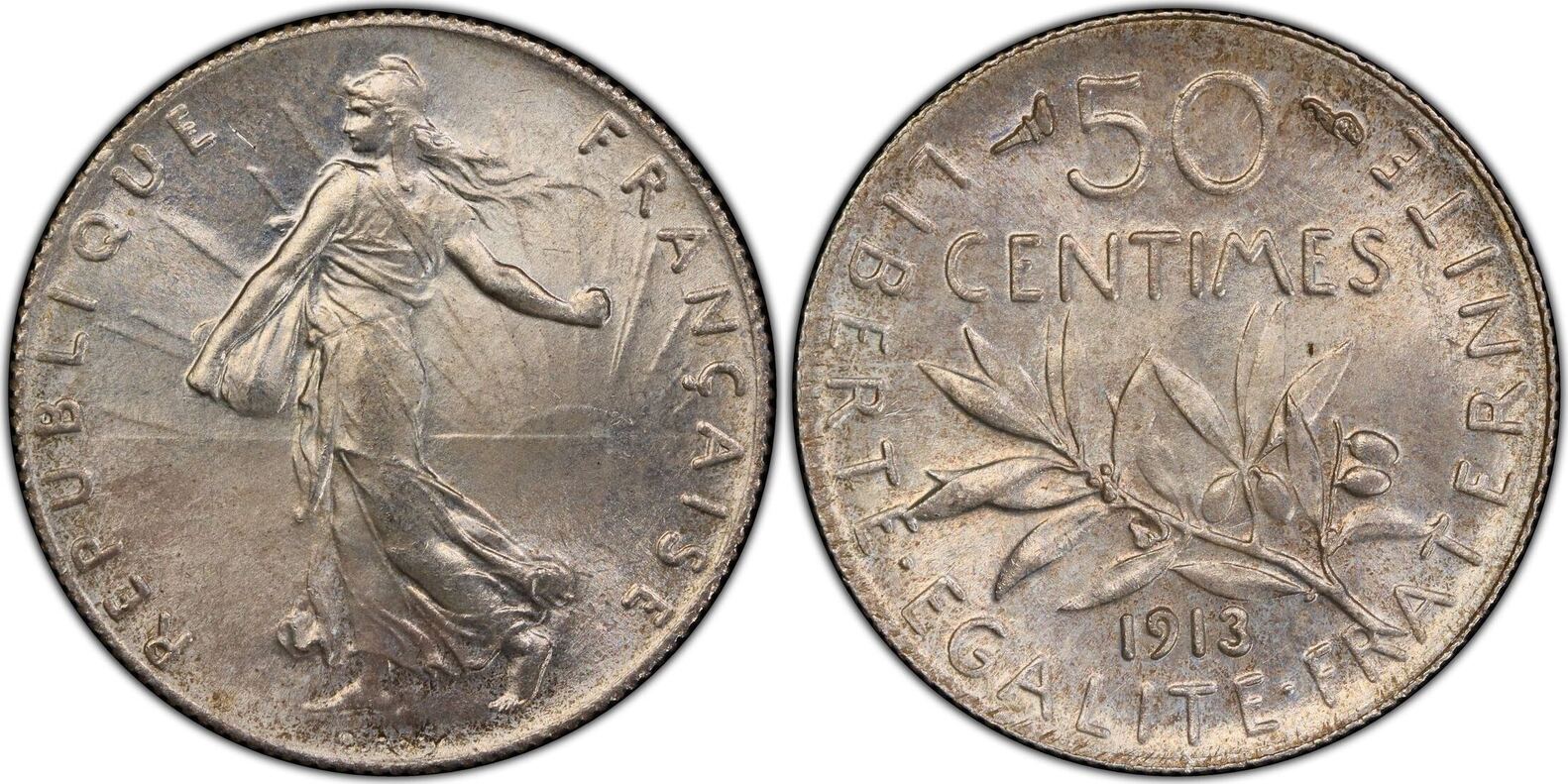 France 50 centimes 1913 Semeuse Paris Fleur de coin PCGS MS65 rare | MA-Shops