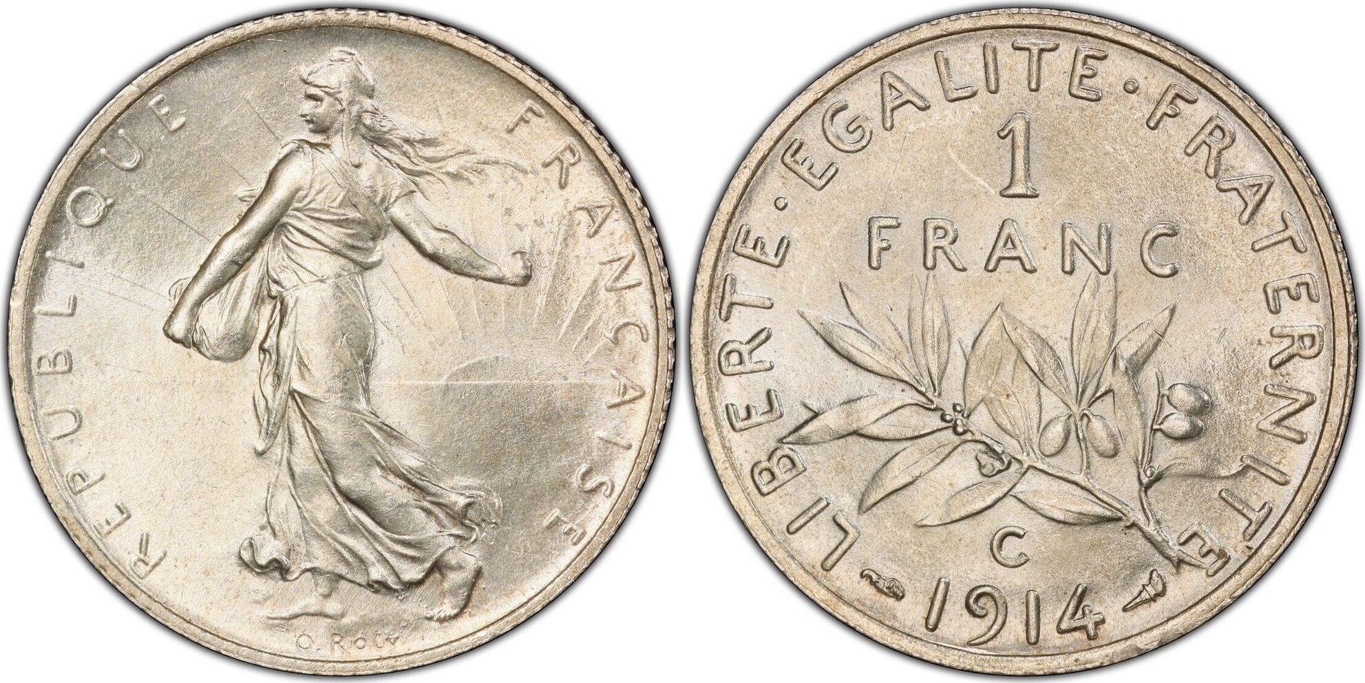 France 1 franc 1914 C semeuse Fleur de coin très rare Qualité PCGS MS65 ...