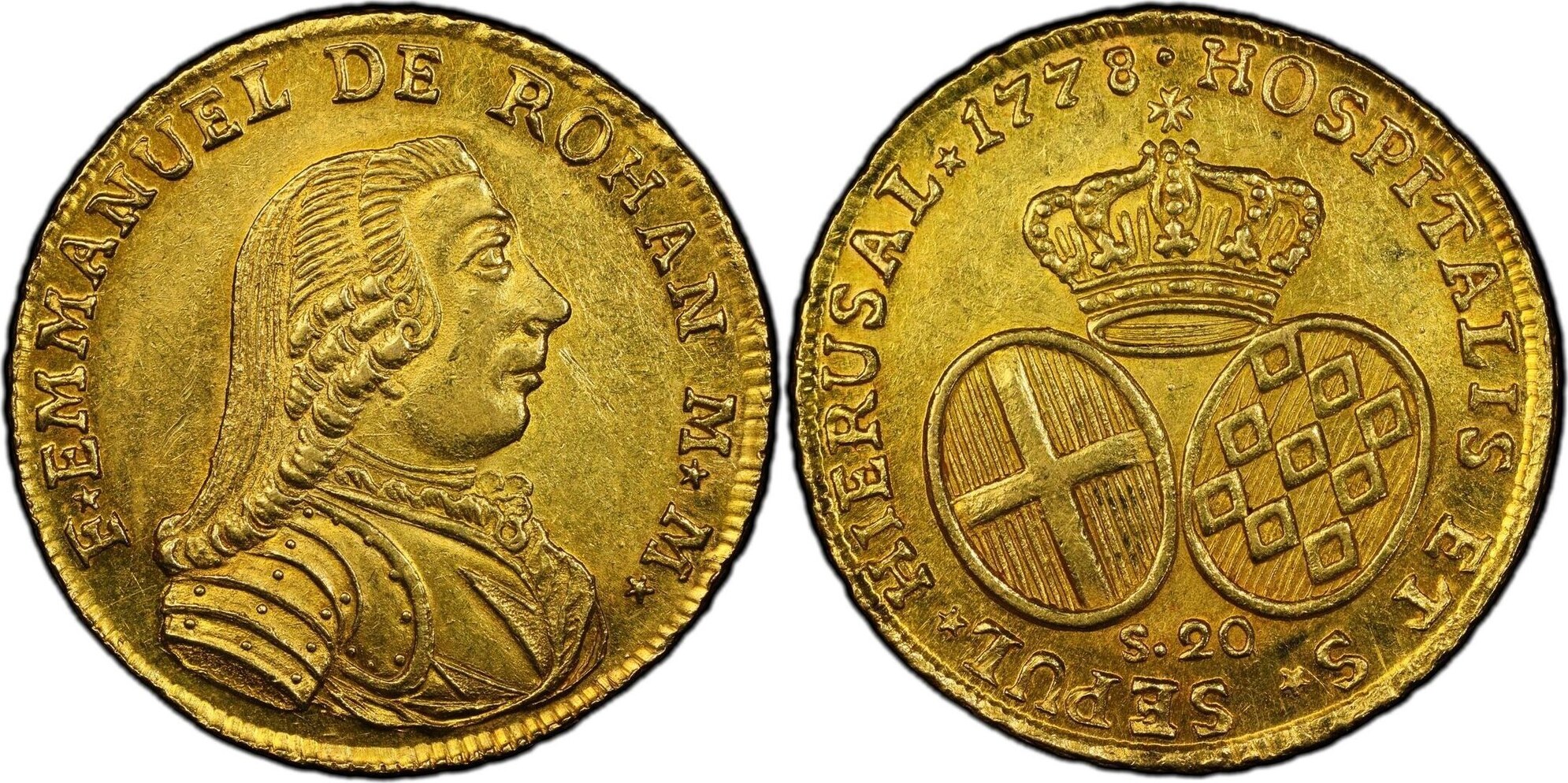 20 Scudi 1778 Emmanuel de Rohan Order of Malta PCGS AU55 Superbe | MA-Shops