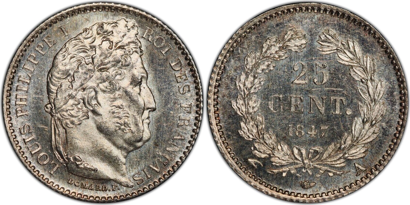 France 25 Centimes 1847 Louis-Philippe Paris FDC PCGS MS64+ | MA-Shops