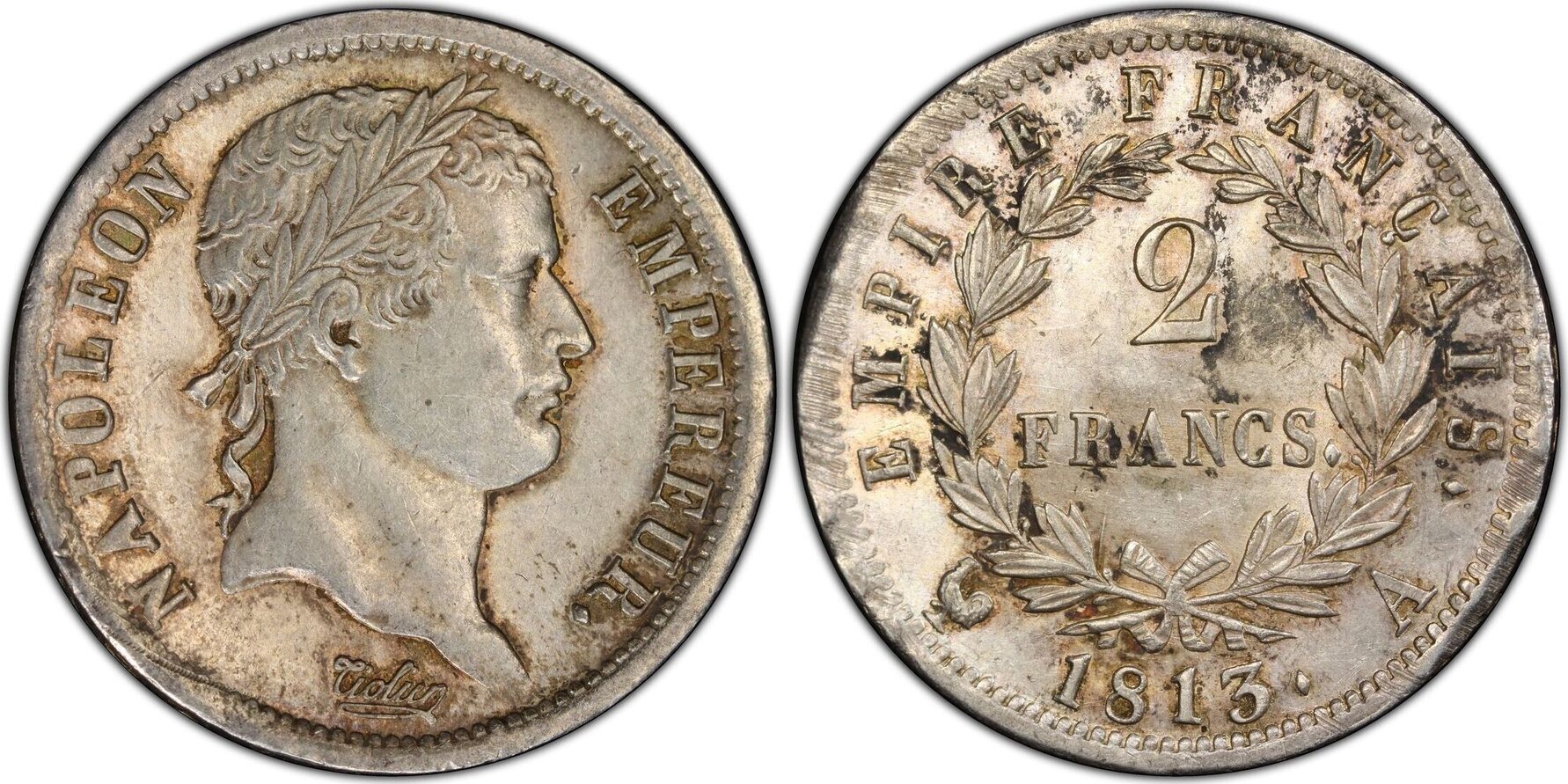 France 2 Francs 1813 Napoléon Empereur Paris Superbe PCGS AU58 SUP+/SPL | MA-Shops