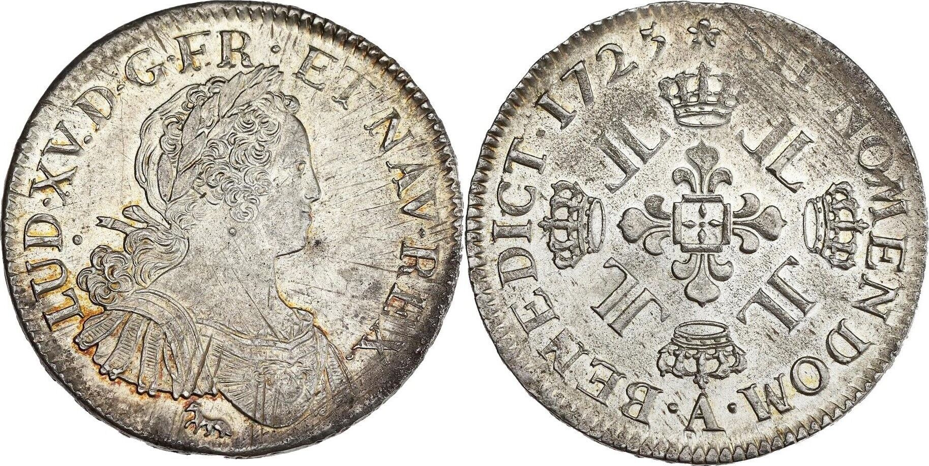 France 1725 Louis XV Ecu aux Huit L Paris unz à Fleur de coin Brillant ...