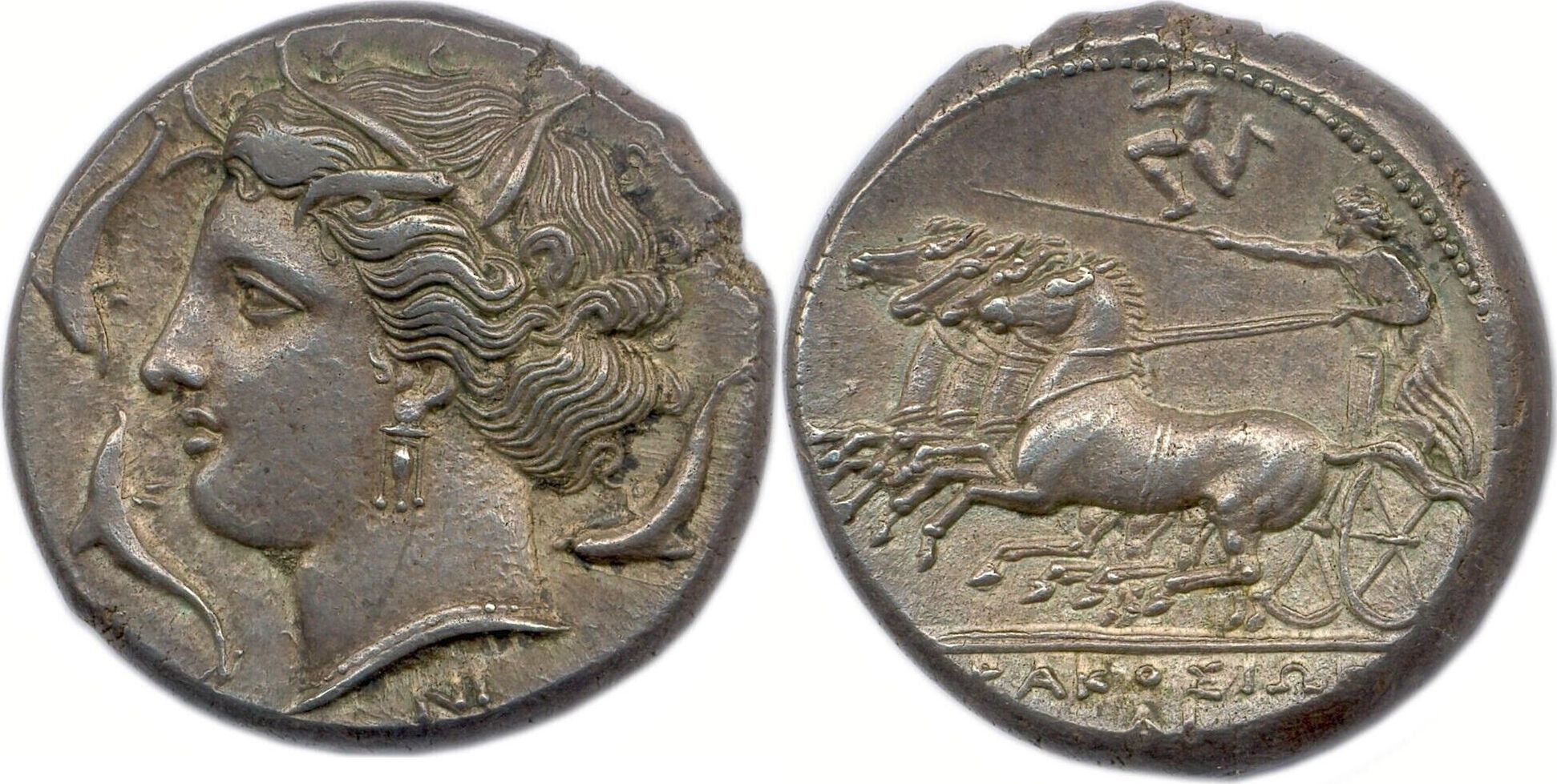 Tetradrachm SICILY Syracuse Agathocles Fine style beautiful patina rare ...