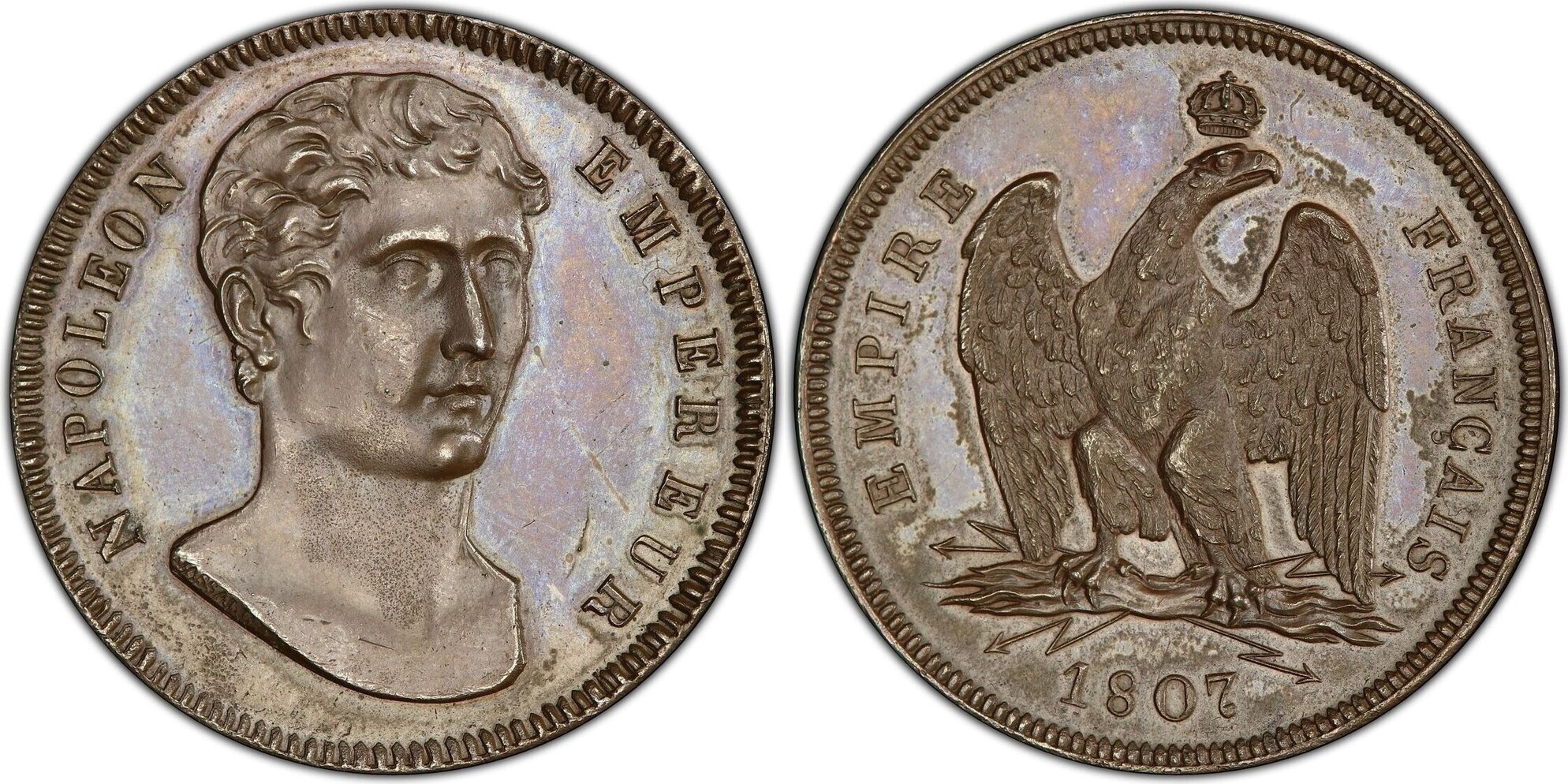 France 100 Francs 1807 Napoléon Empereur Essai or Vassallo en Bronze ...