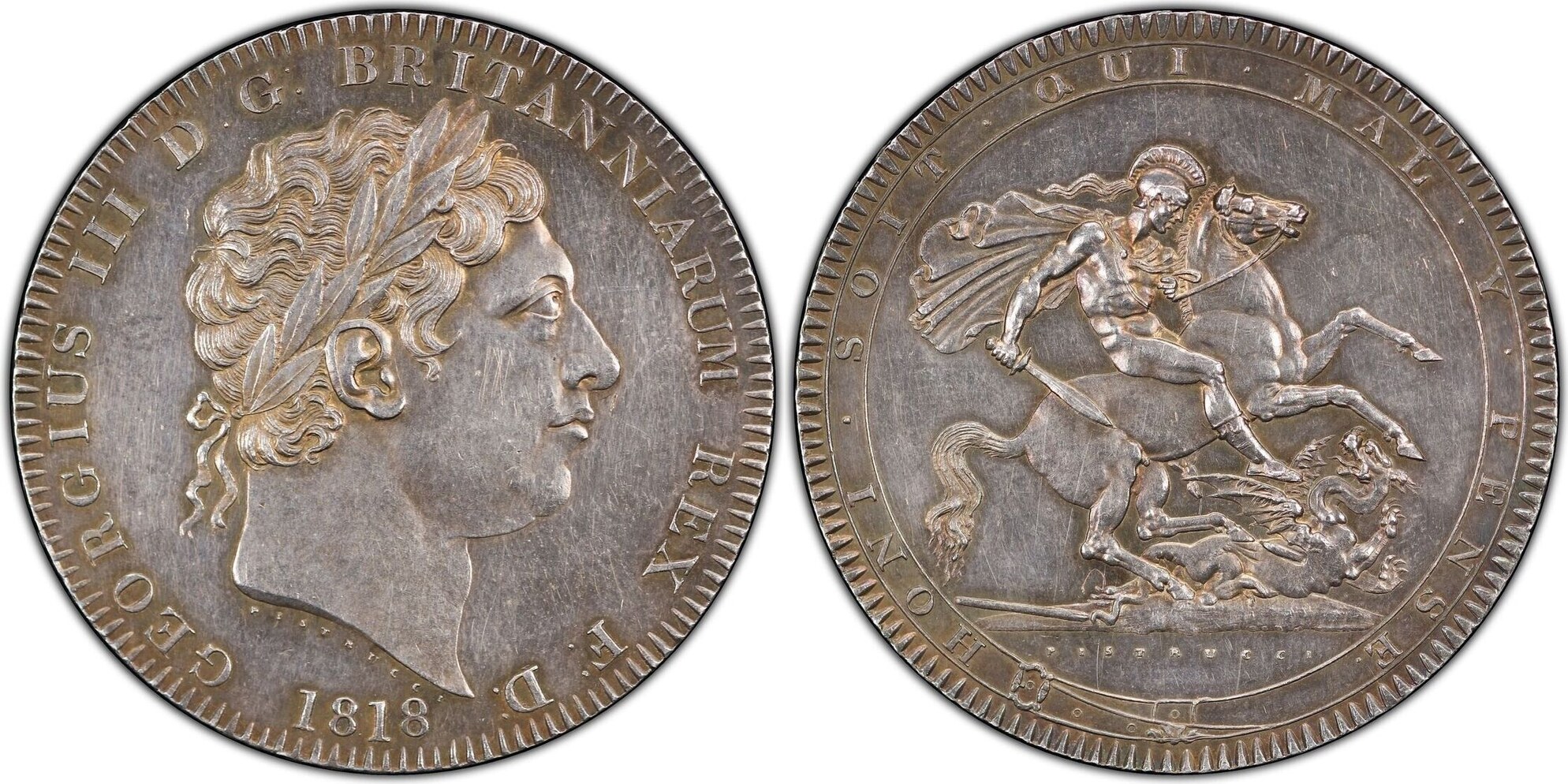 Crown George III 1818-LVIII unz patine Proof-like flan miroir rare | MA ...