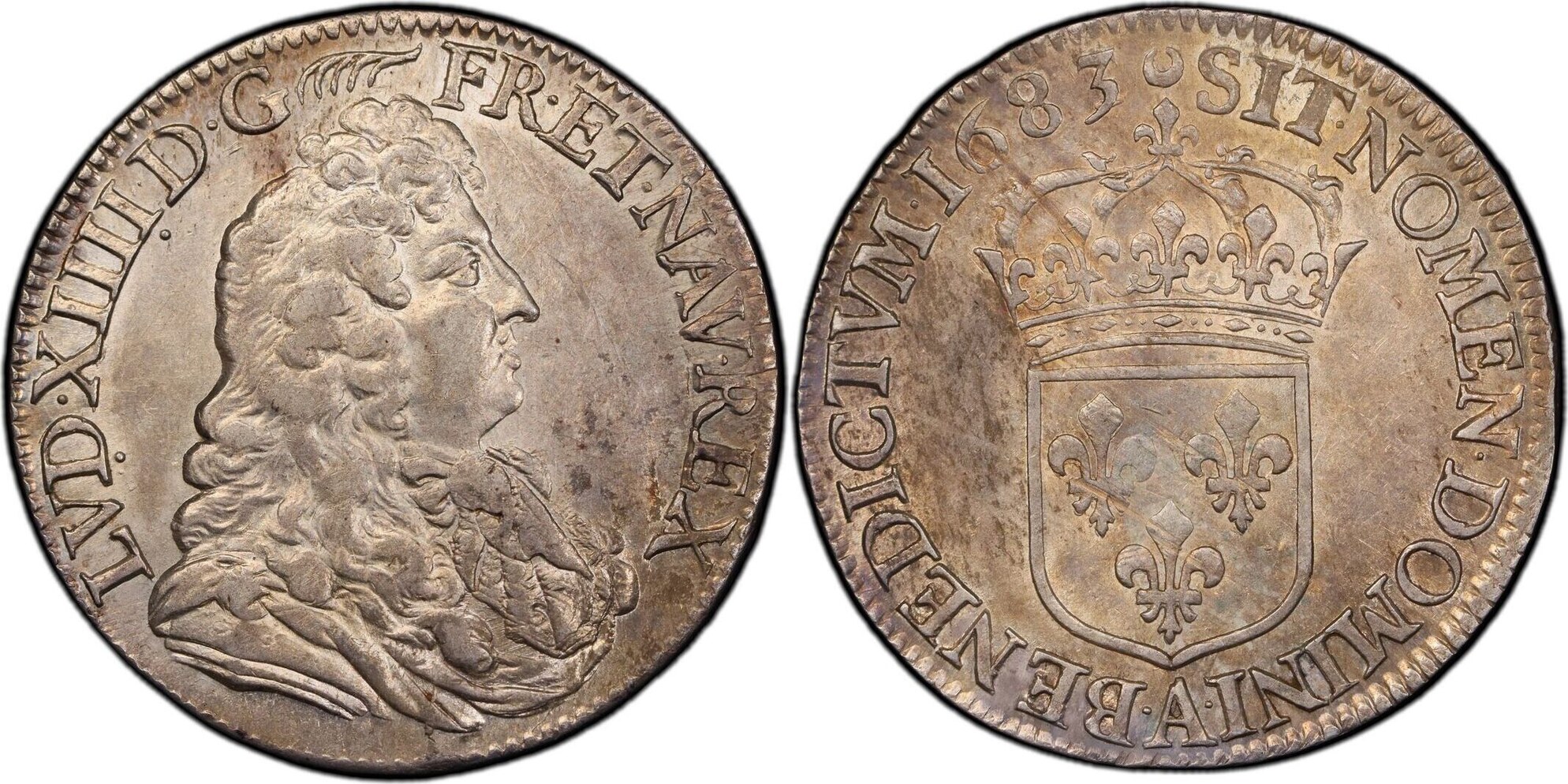France Demi-écu 1683 Louis XIV au Jabot Paris Superbe très rare PCGS ...