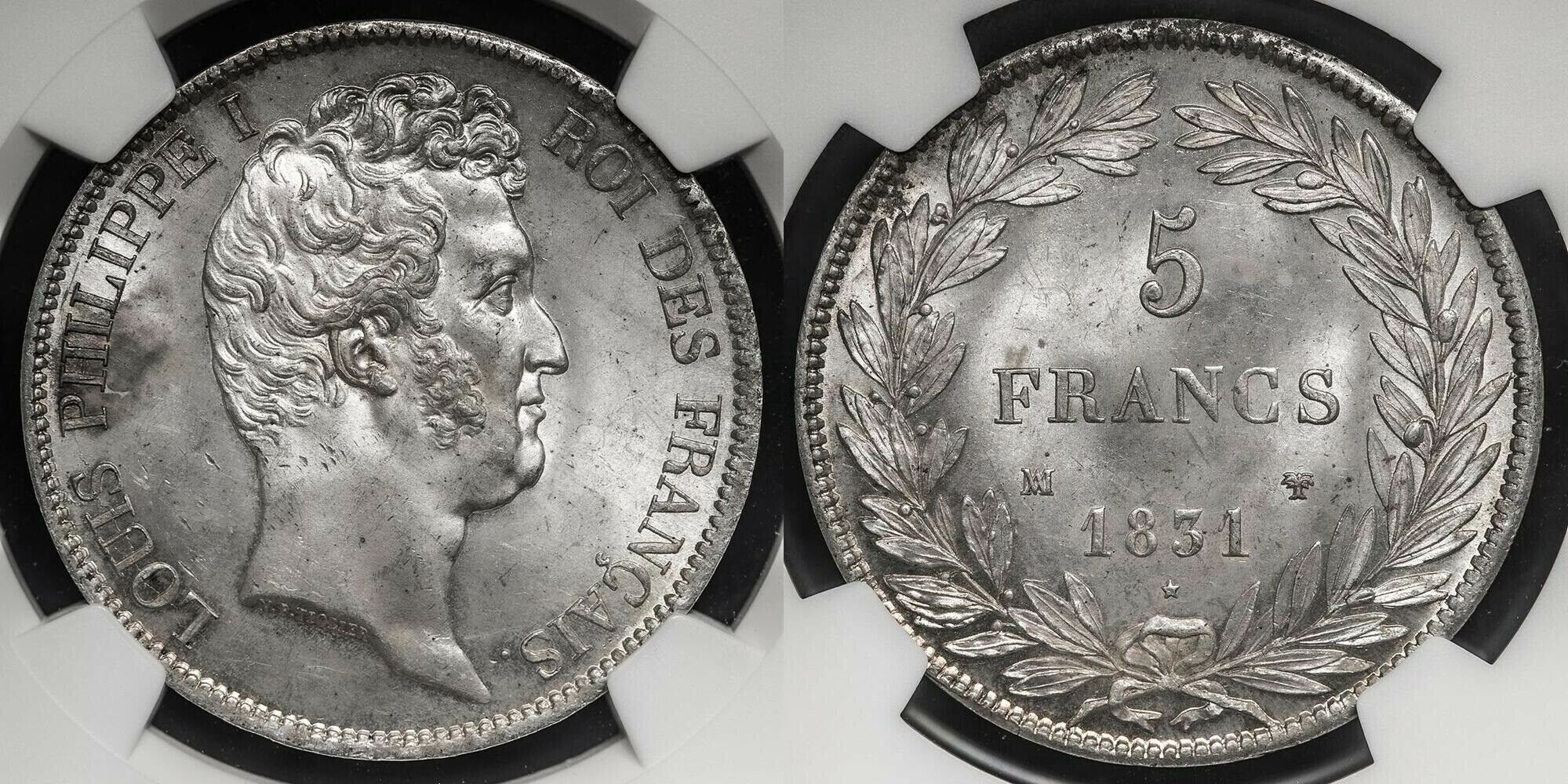 France 5 Francs 1831 Louis-Philippe type Tiolier Marseille Fleur de ...