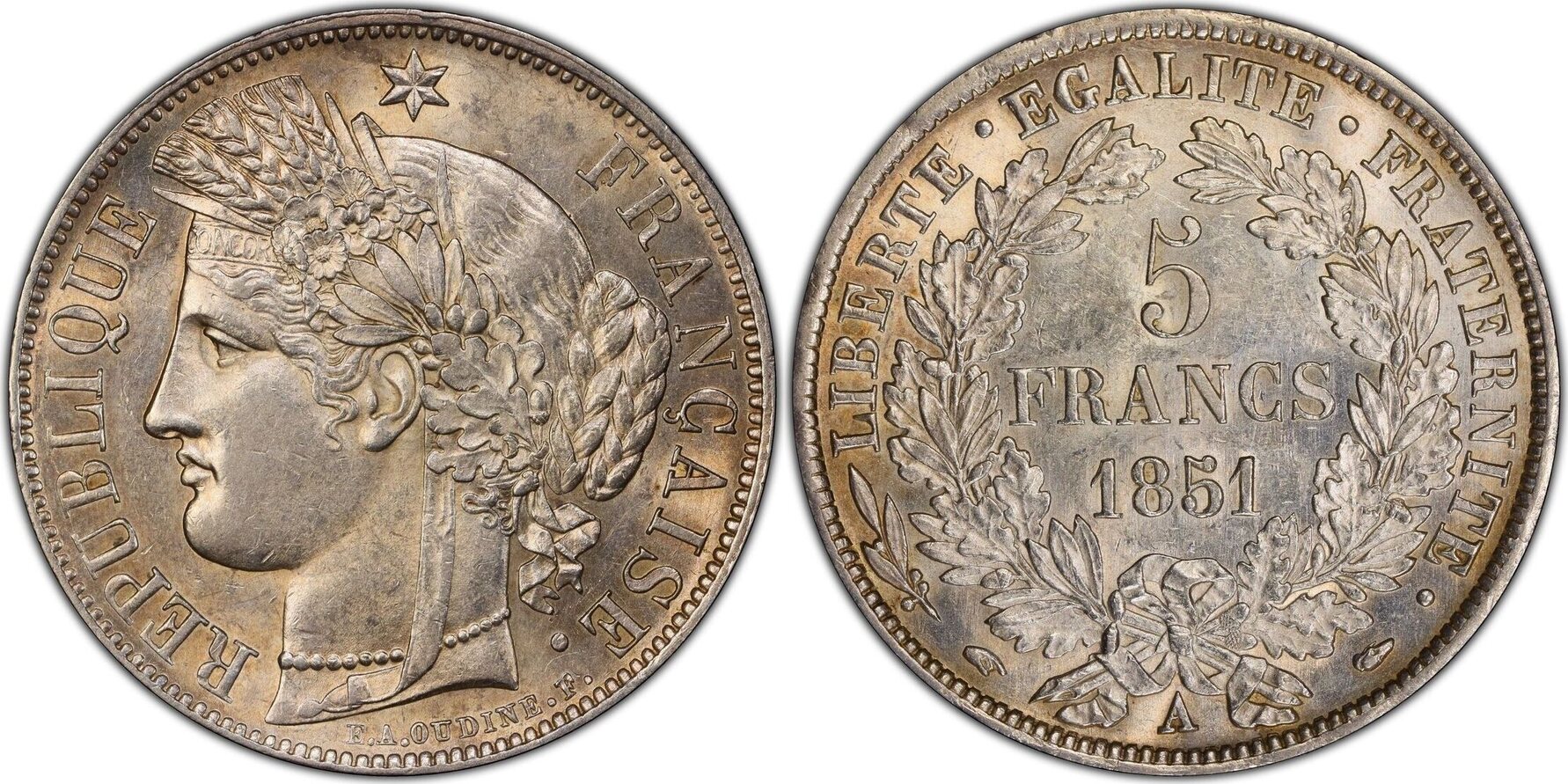 France 5 Francs 1851 Cérès Paris unz exemplaire brillant de frappe rare Qualité | MA-Shops