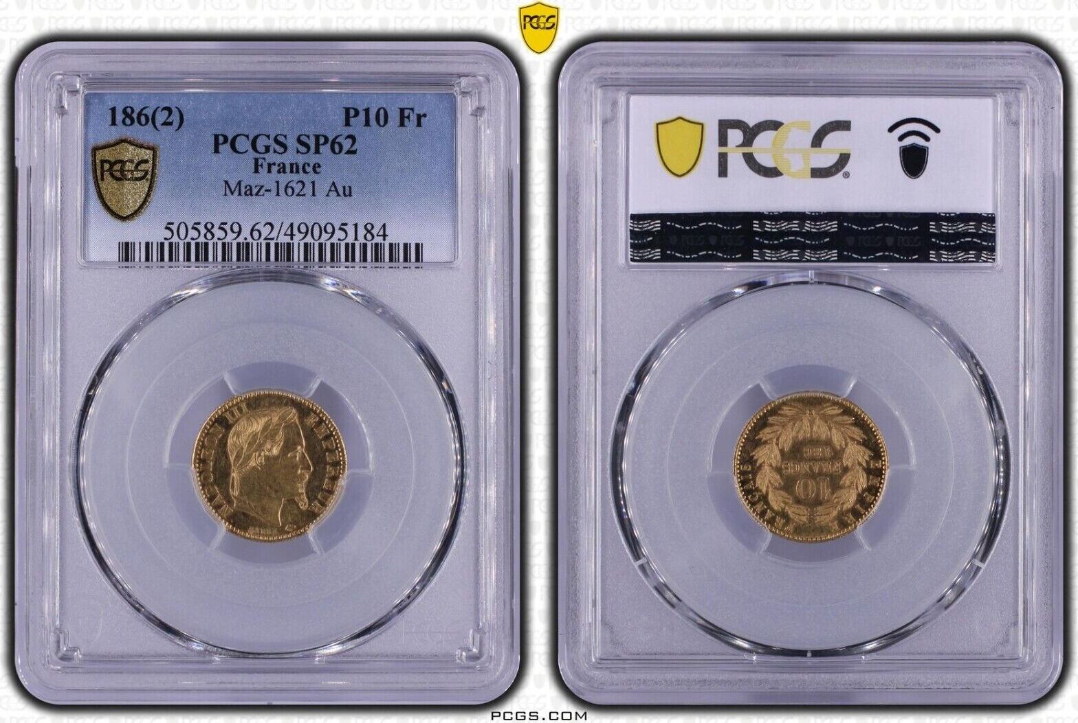 France 10 Francs Napoléon III Présérie or 186 sans lettre d'atelier SPL ...