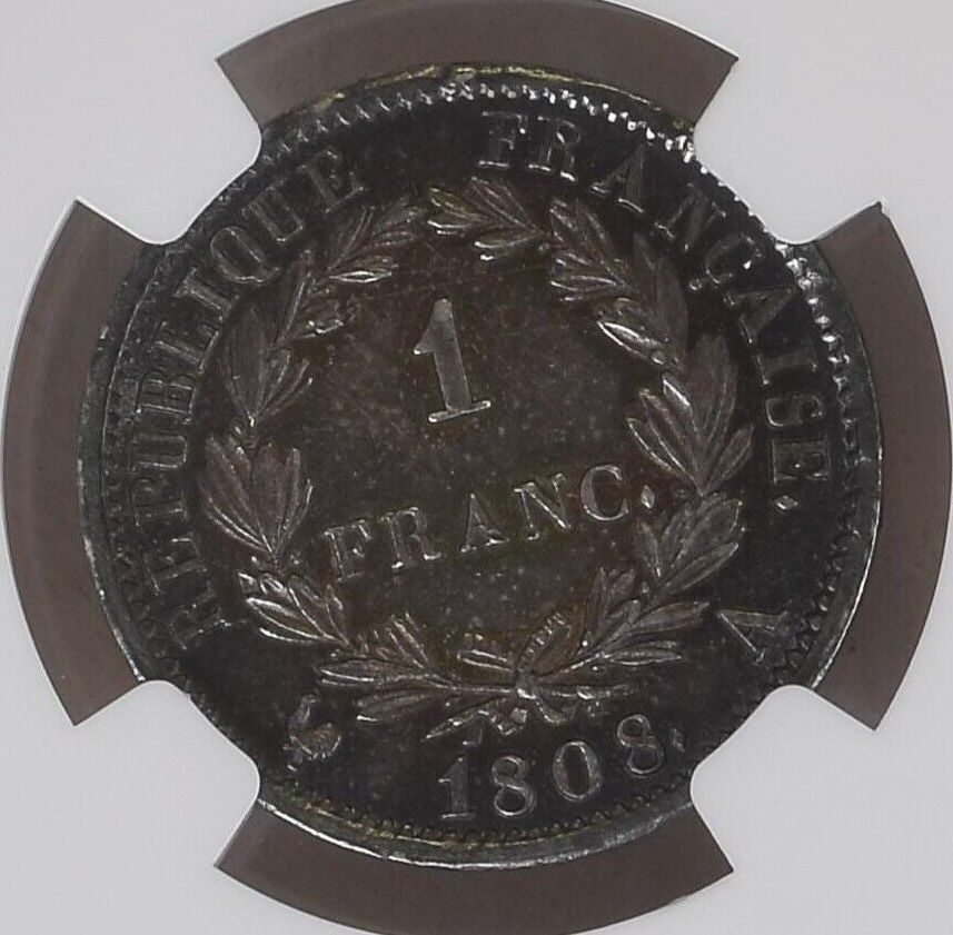 France 1 Franc 1808 Napoléon Paris NGC MS61 Splendide patine rare ...