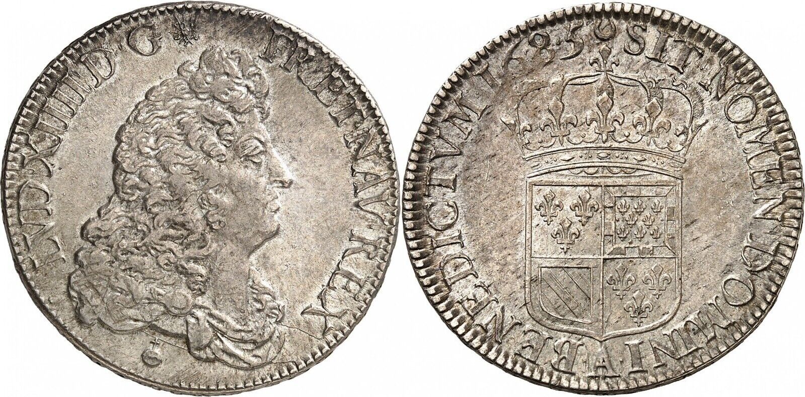 France Demi-écu 1685 Louis XIV de Flandre Paris unz exemplaire ...
