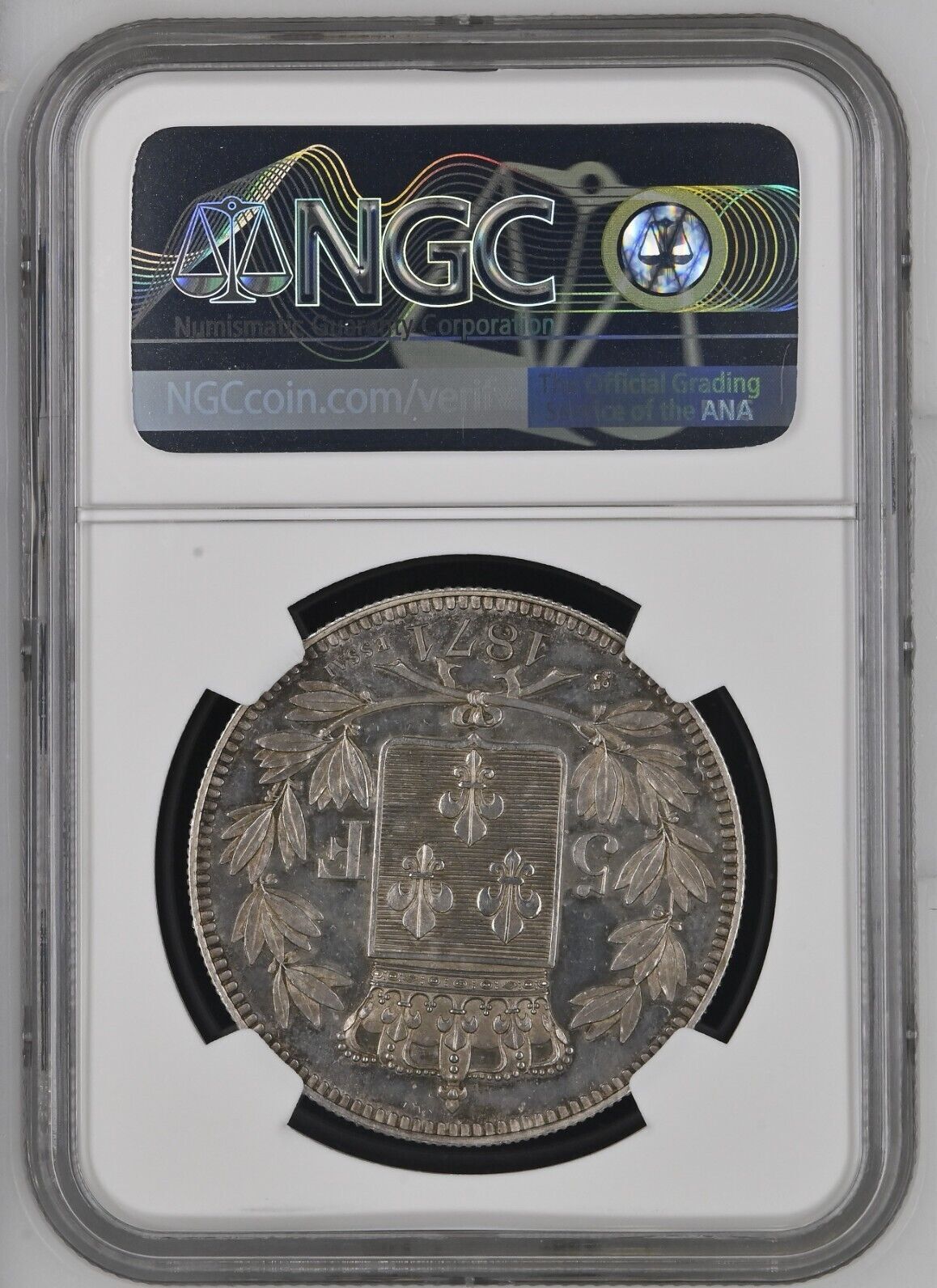 France 5 francs Henri V Essai de Flan bruni 1871 Bruxelles PROOF PF64 ...