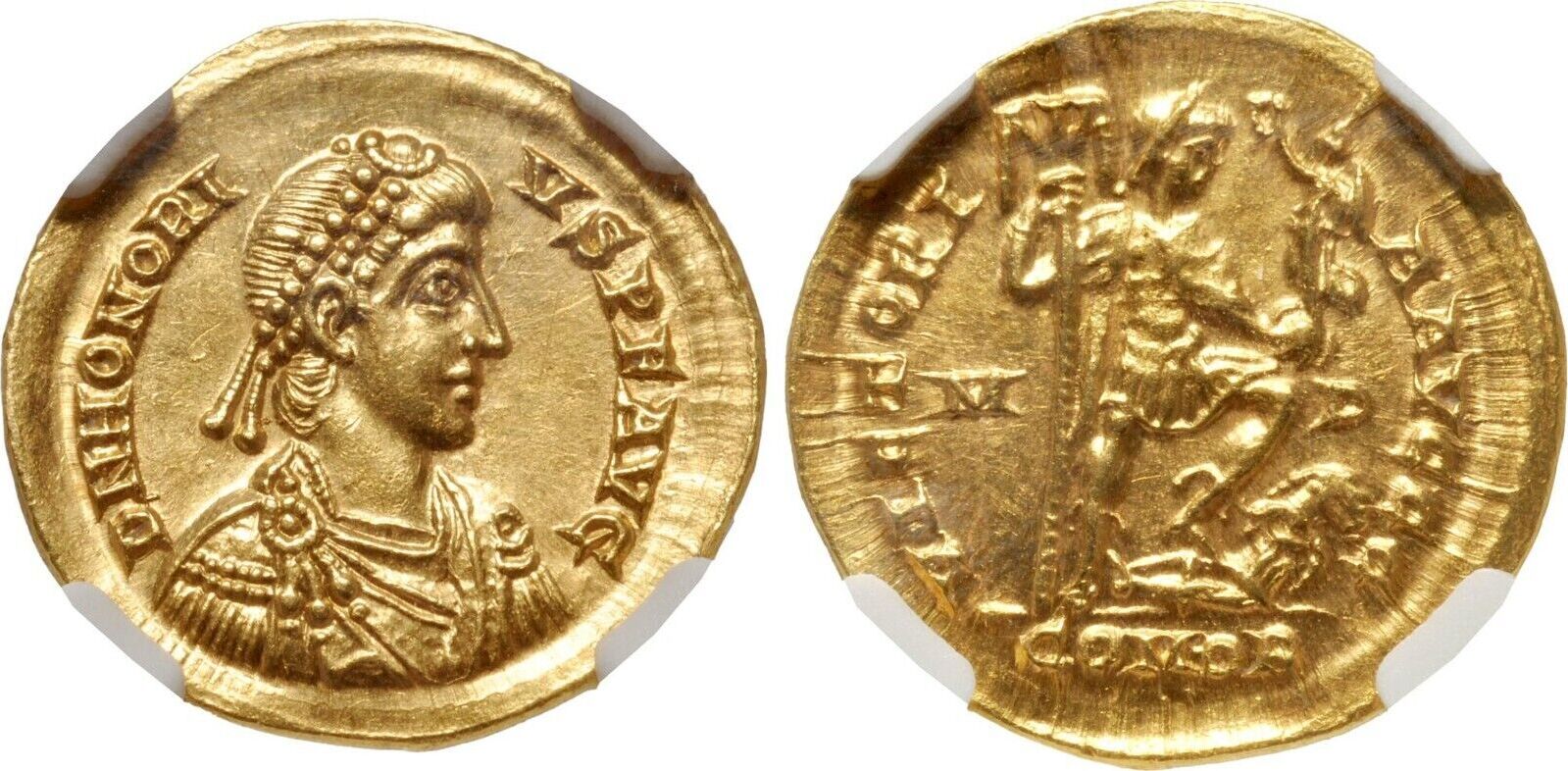 Solidus Roman Empire Honorius Beautiful coin Fleur de coin NGC MS ...