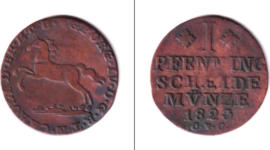 Altdeutschland 1 Pfennig Braunschweig 1823 CvC ss | MA-Shops