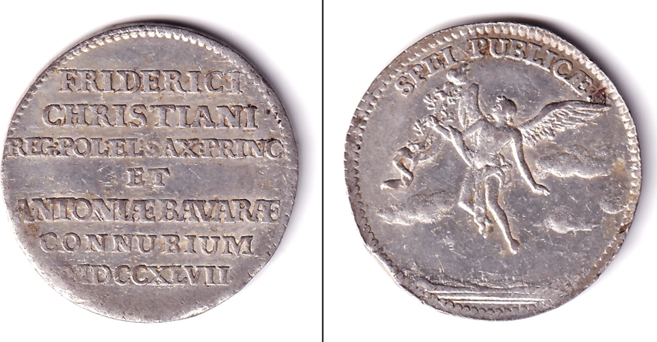 Altdeutschland 1/12 Taler Sachsen 2 Groschen 1747 HOCHZEIT ss selten ...