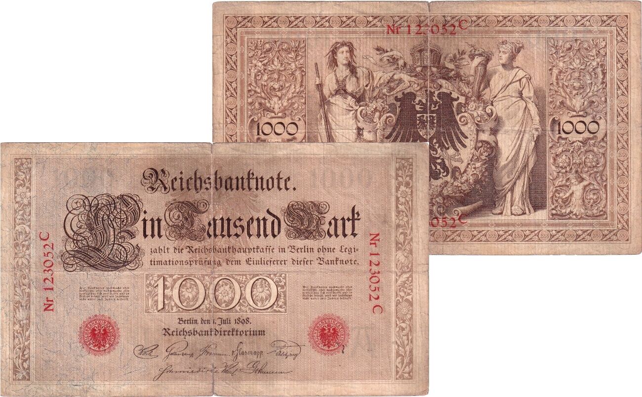 Deutsches Reich (bis 1923) 1000 MARK 1898 Ro.18 IV+ selten! | MA-Shops