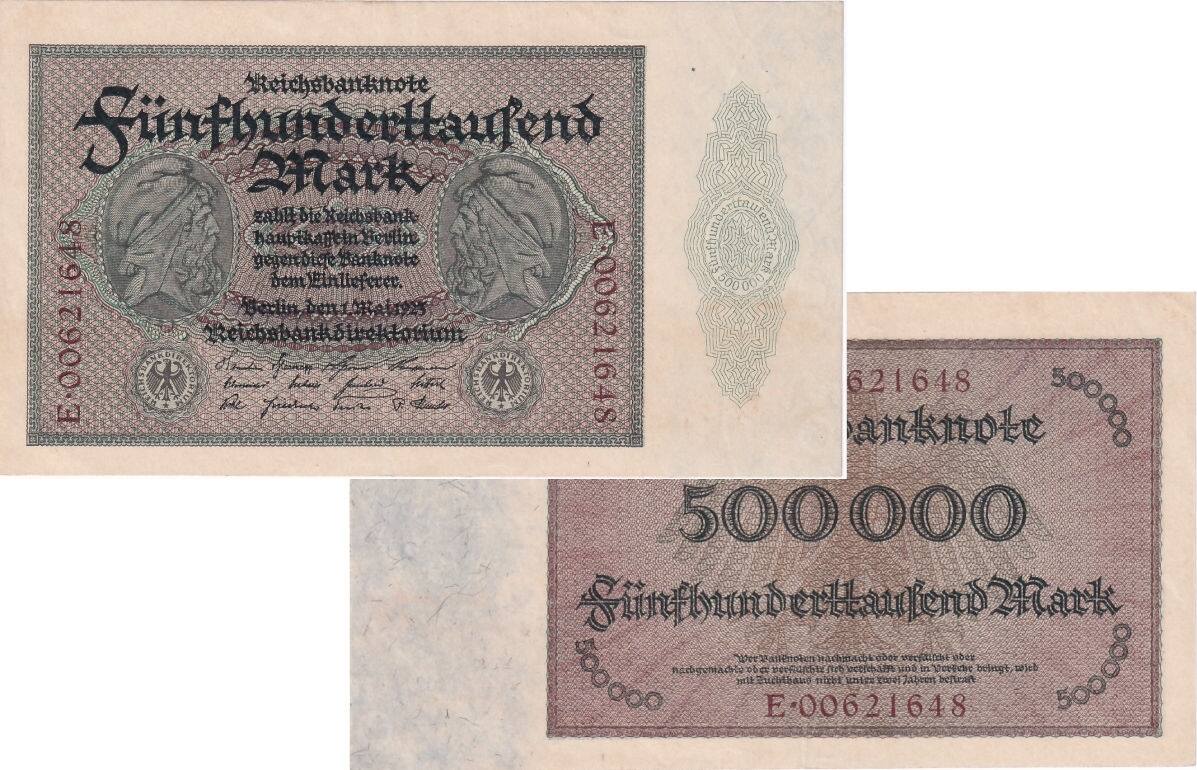 Banknoten 500000 Mark 500.000 MARK 1923 Ro.87b II+ | MA-Shops