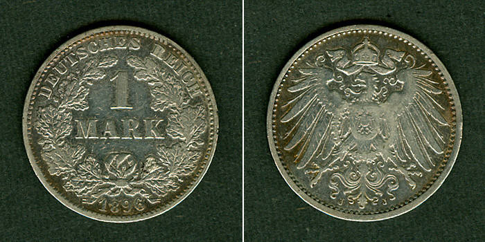 Deutsches Kaiserreich 1 Mark Deutsches Reich 1896 J (J.17) f.ss ss ...