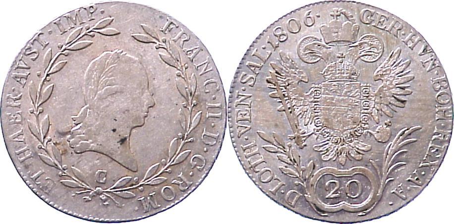 Haus Habsburg 20 Kreuzer 1806 C Franz II.(I.) 1792-1835. Sehr schön - vorzüglich | MA-Shops