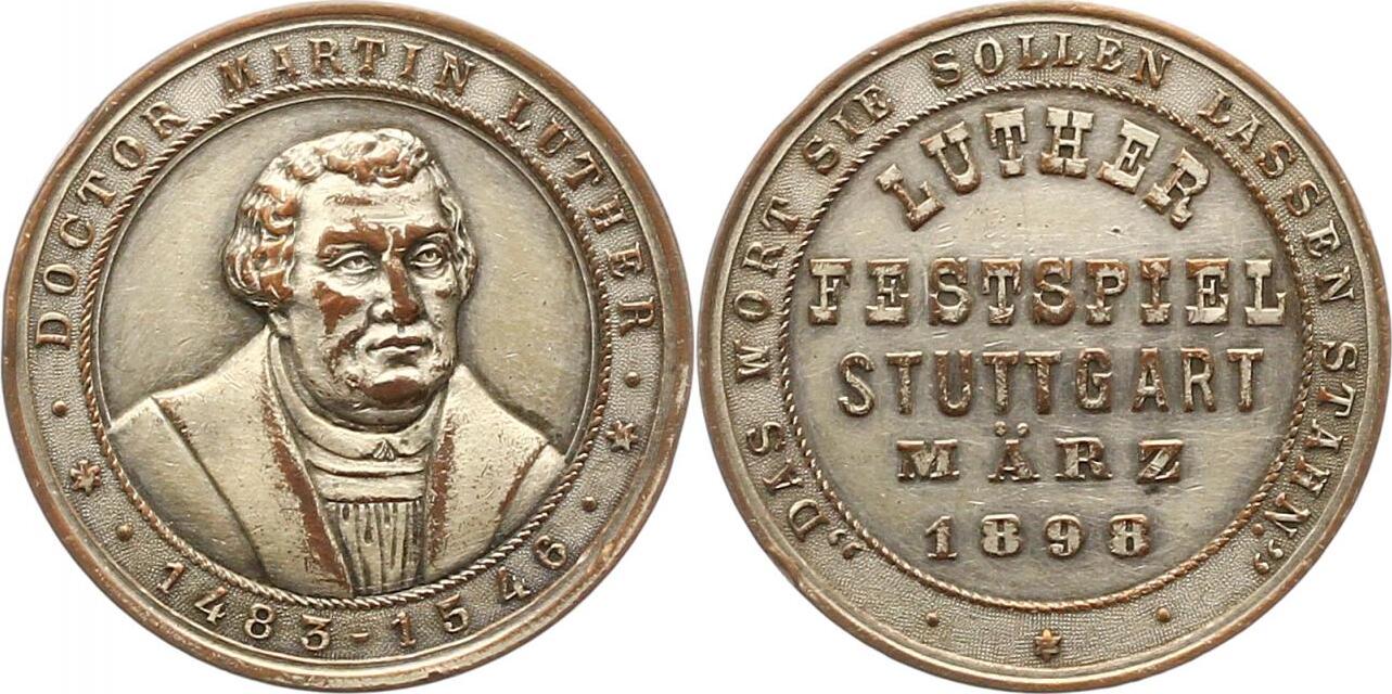 Württemberg-Stuttgart, Stadt Versilberte Bronzemedaille 1898 ...