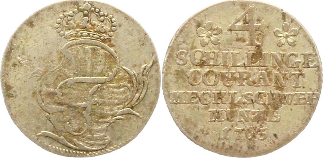 Mecklenburg-Schwerin 4 Schilling 1763 Friedrich 1756-1785. Winz. Kratzer, sehr schön | MA-Shops