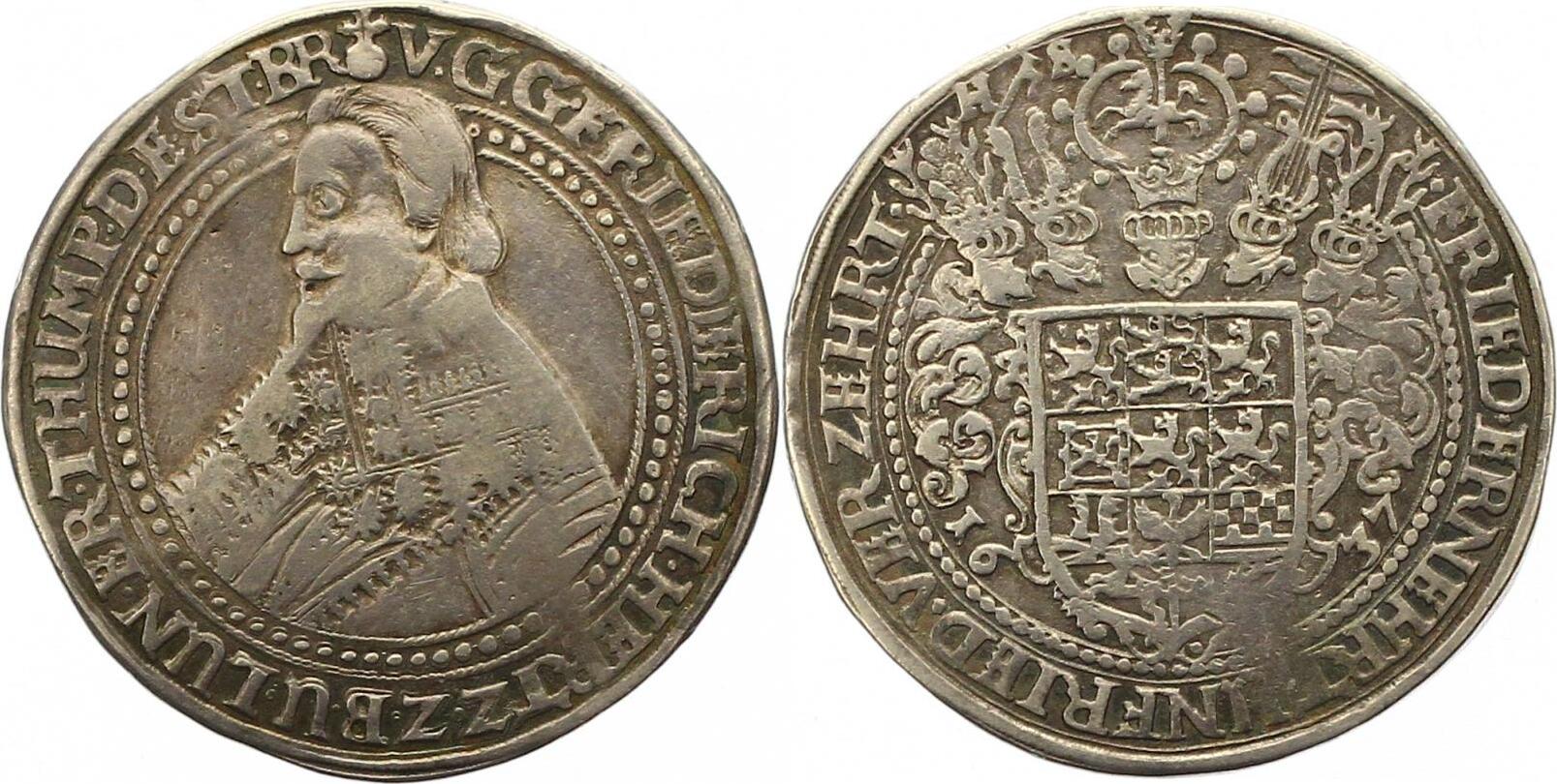 Braunschweig-Lüneburg-Celle Taler 1637 HS Friedrich von Celle 1636-1648. Winz. Prägeschwäche ...