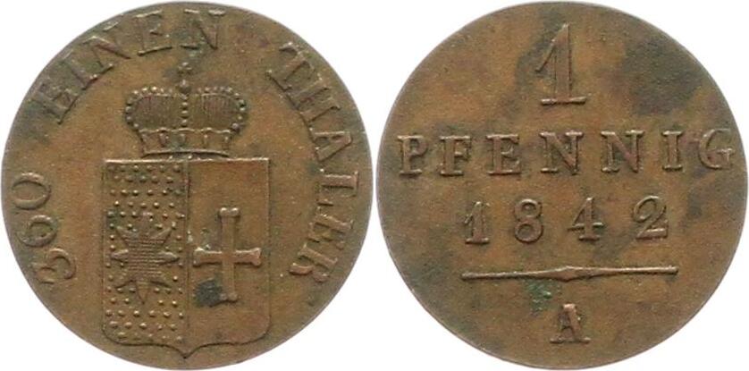 Waldeck Pfennig 1842 A Georg Heinrich 1813-1845. Vorzüglich | MA-Shops