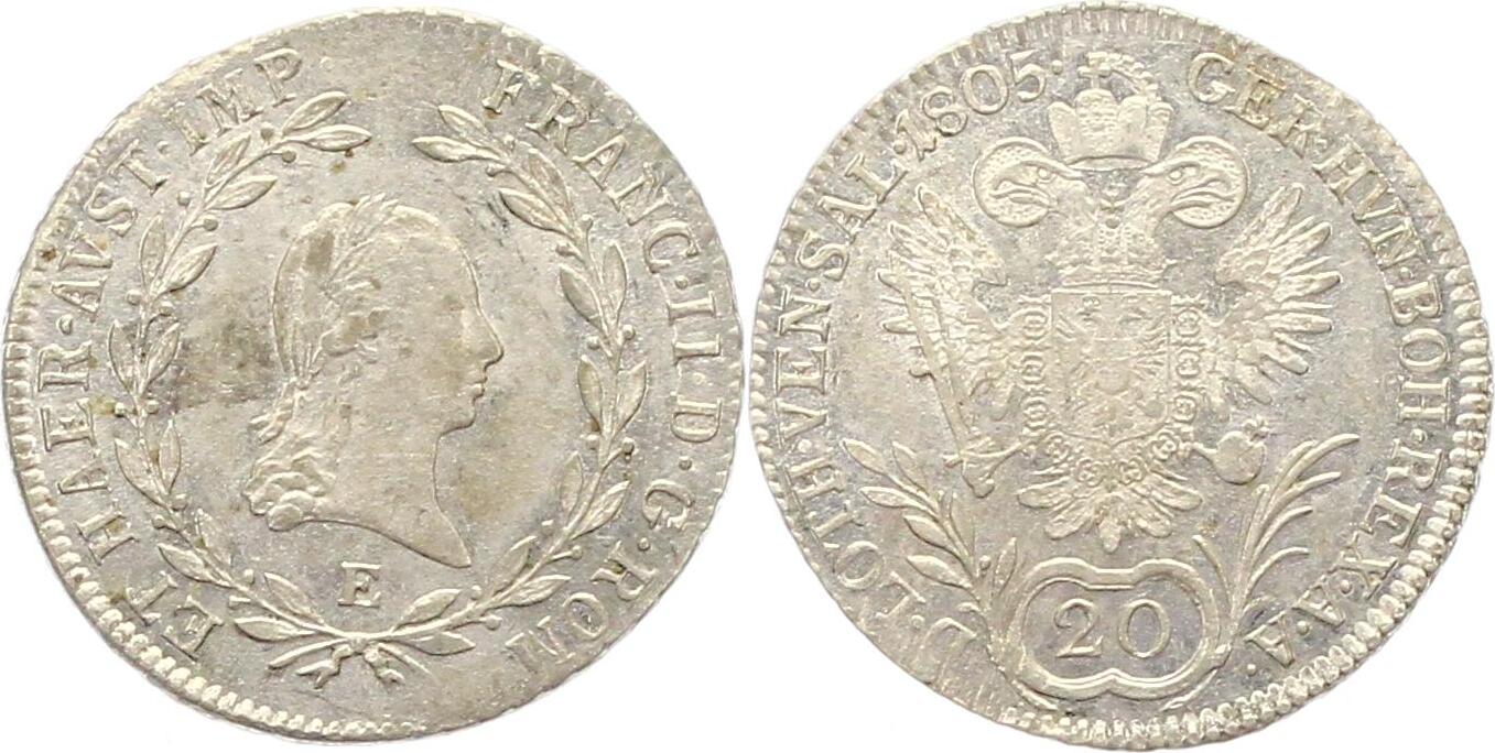 Haus Habsburg 20 Kreuzer 1805 E Franz II.(I.) 1792-1835. Vorzüglich + | MA-Shops
