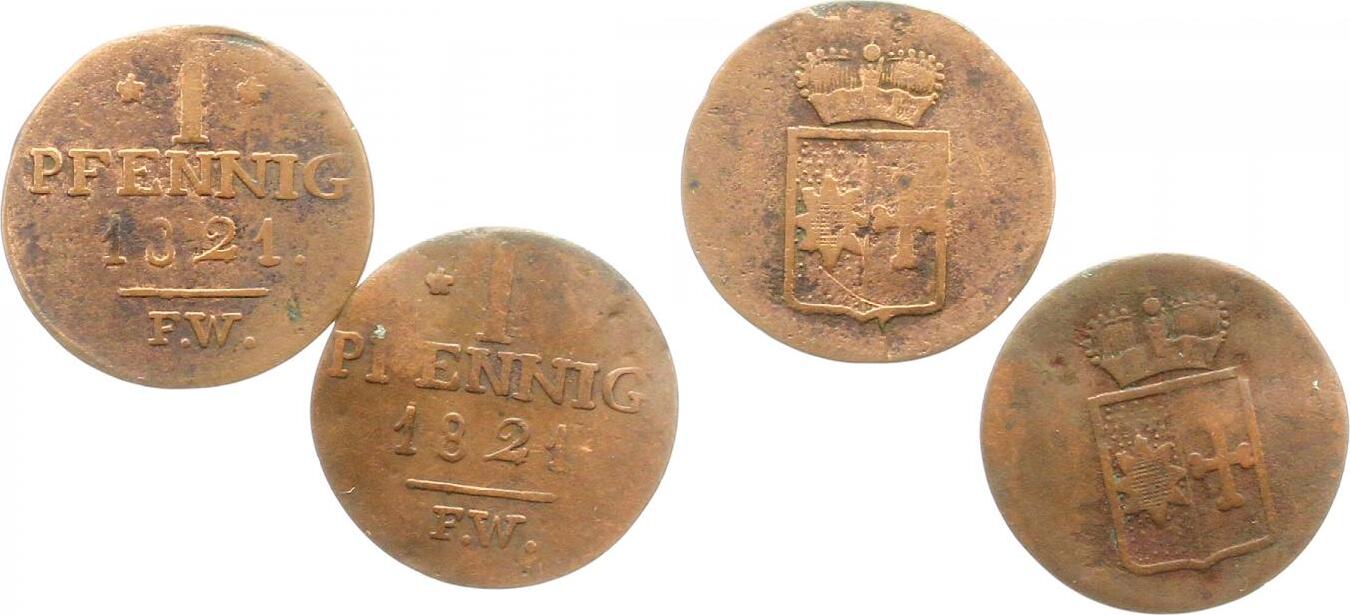 Waldeck Pfennig 1821 FW Georg Heinrich 1813-1845. Schön | MA-Shops