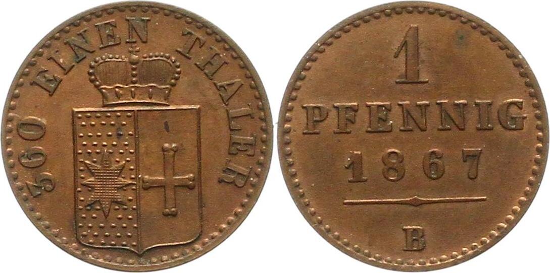 Waldeck Pfennig 1867 B Georg Victor 1852-1893. Vorzüglich ...