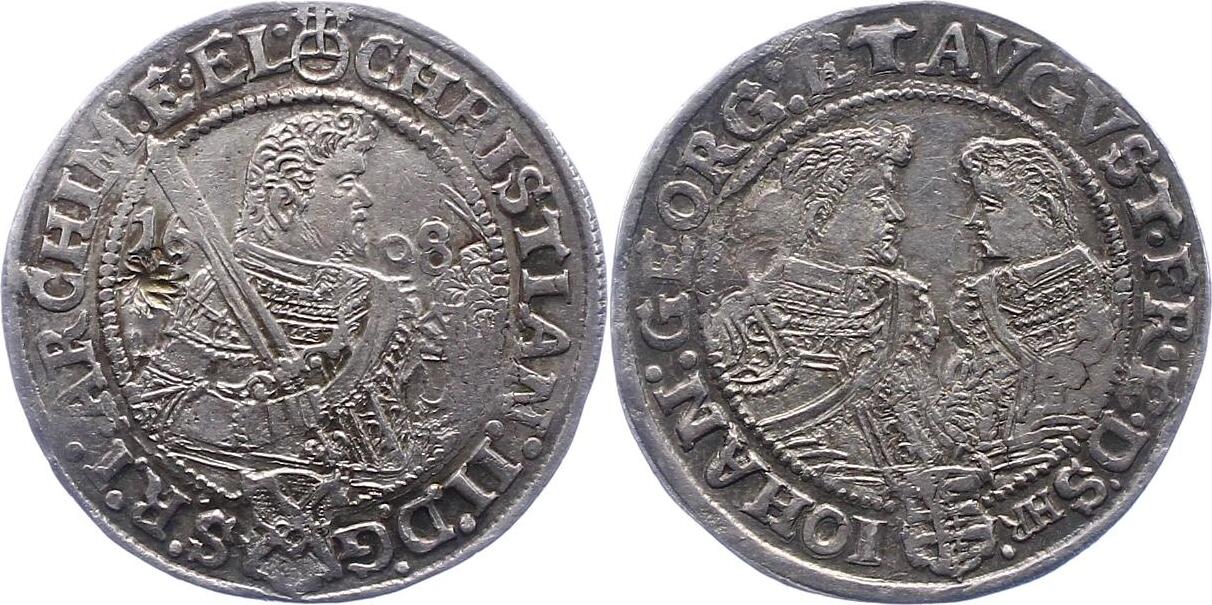 Sachsen-Albertinische Linie 1/2 Taler 1608 HB Christian II., Johann ...