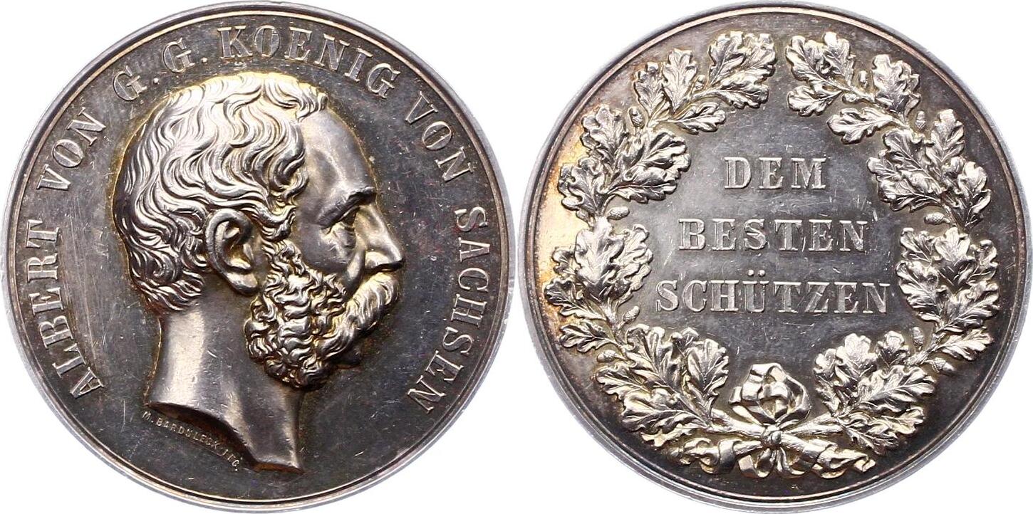 Sachsen-Albertinische Linie Silberne Prämienmedaille Albert 1873-1902 ...