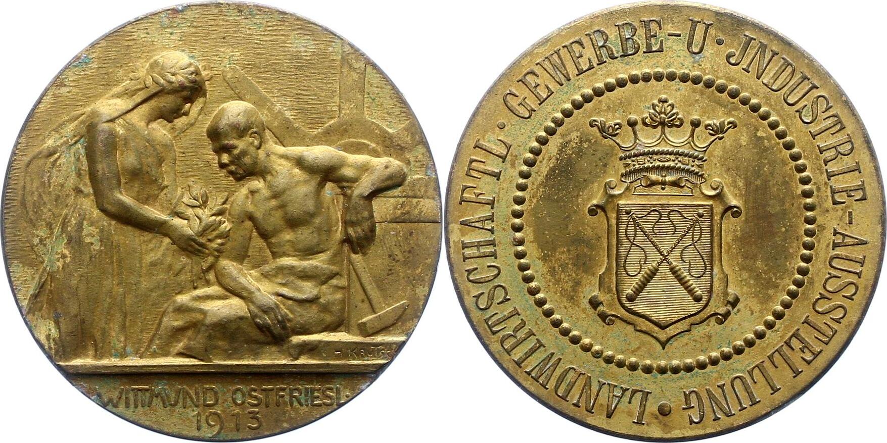 Ostfriesland Vergoldete Bronzemedaille 1913 Karl Edzard 1734-1744 ...