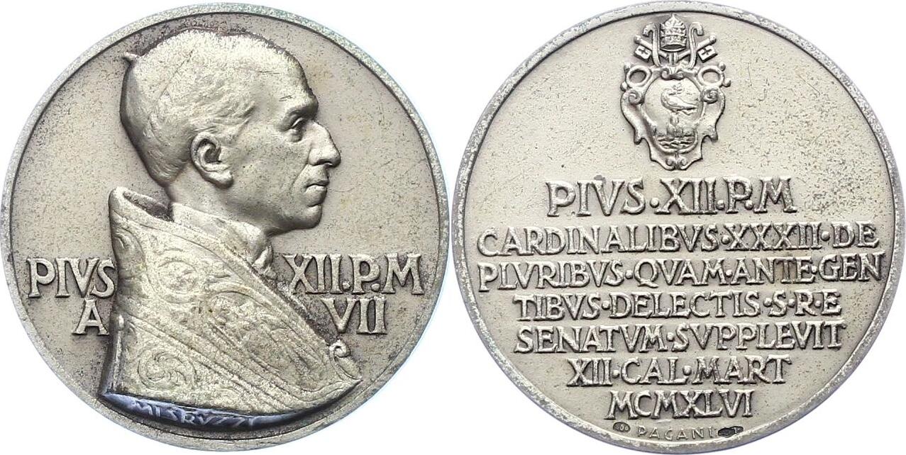 Italien-Kirchenstaat Vatikan Silbermedaille 1946 Pio XII. 1939-1958. Vorzüglich | MA-Shops