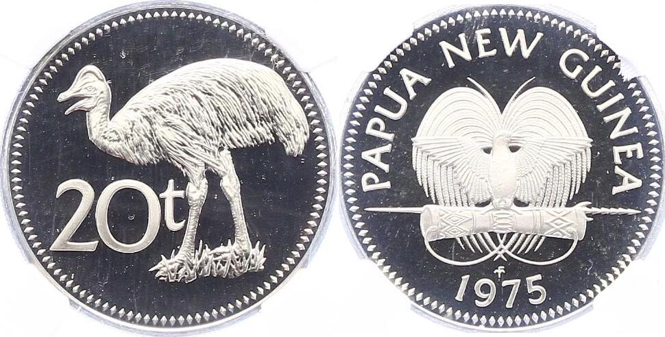 Papua Neuguinea 20 Toea 1975 Parlamentarische Monarchie. NGC Proof 70 ...
