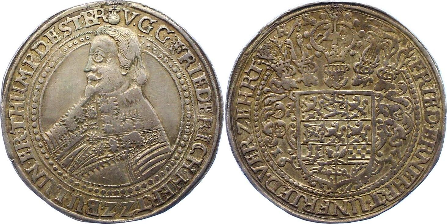 Braunschweig-Lüneburg-Celle Taler 1637 HS Friedrich von Celle 1636-1648. Henkelspur, Felder ...