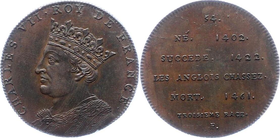 Frankreich Bronze Chares VIII. 1422-1461.. Vorzüglich | MA-Shops