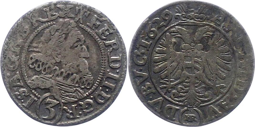 Haus Habsburg 3 Kreuzer 1629 HR Ferdinand II. 1619-1637. Schön - sehr ...
