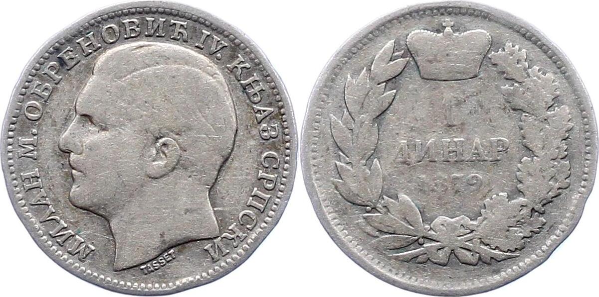 Serbien Dinar 1879 Milan IV. Obrenowitsch 1868-1882. Schön | MA-Shops