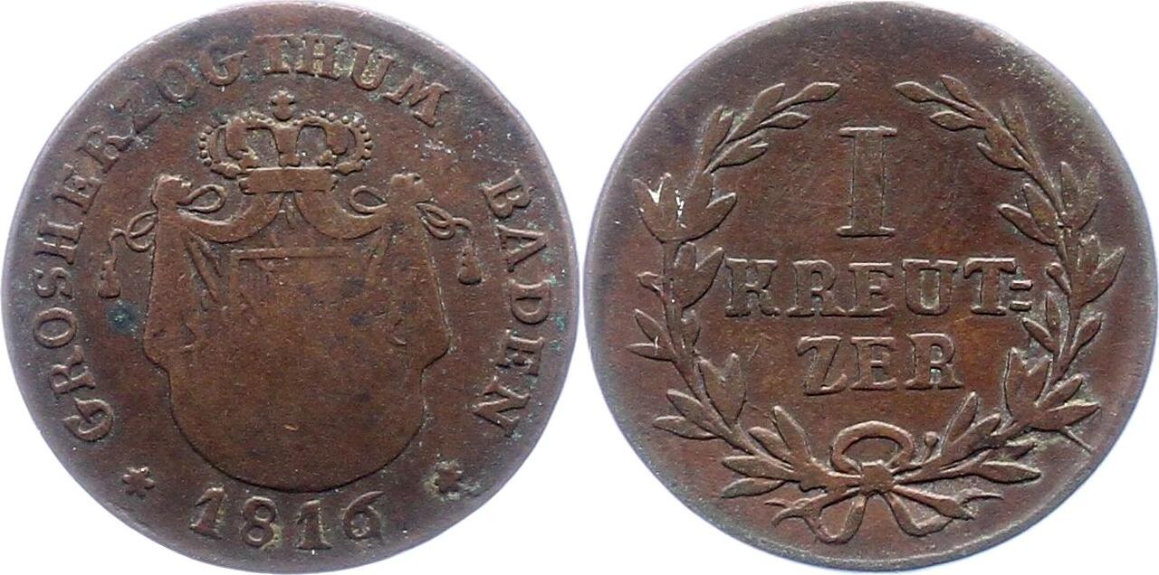 Baden-Durlach Kreuzer 1816 Carl Ludwig Friedrich 1811-1818. Schön ...