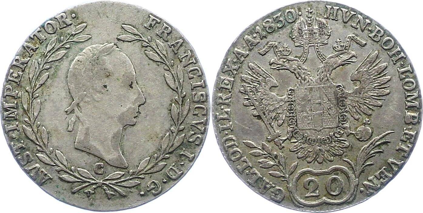 Haus Habsburg 20 Kreuzer 1830 C Franz II.(I.) 1792-1835. Sehr schön | MA-Shops